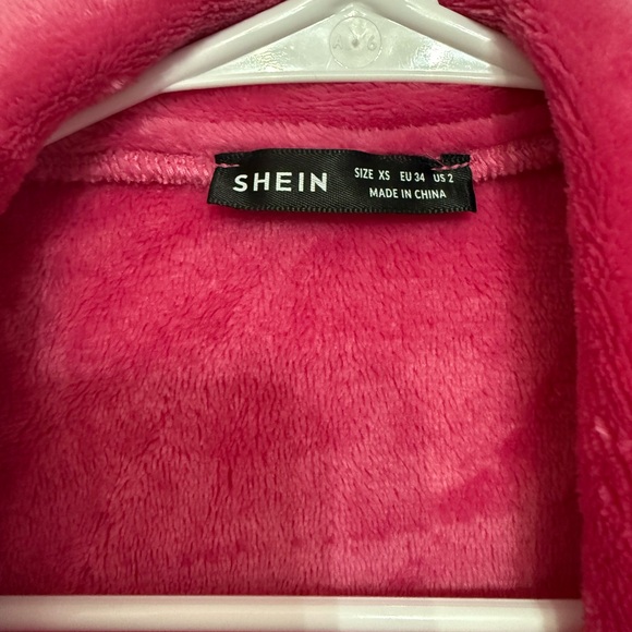 SHEIN | Jackets & Coats | Shein Vibrant Pink Teddy Jacket | Poshmark